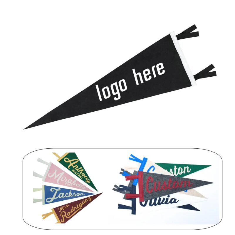 Custom Logo Full Color Felt Pennant Triangle Flags
